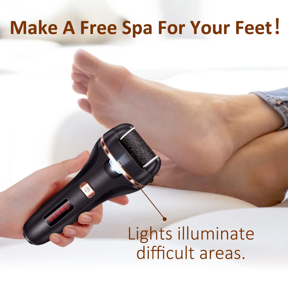 Electric Callus Remover for Feet,Rechargeable Foot File Hard Skin Remover,Waterproof 14 in1 Professional Pedicure Kit for Cracked Heels &Dead Skin,with 3 Roller Heads 2 Speed, Battery Display