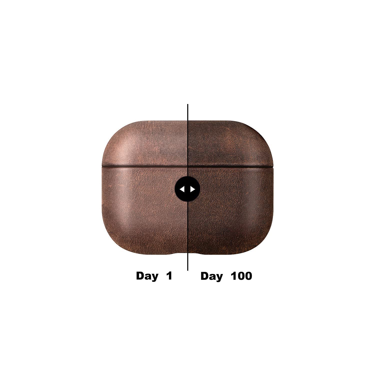MAOGOAM for AirPods Pro Leather Case Cover with Hand Strap, Genuine Oil Wax Crazy Horse Cowhide Leather Case Cover for Airpods Pro, Handcrafted Fully-Wrapped, The Front LED Visible, Dark Brown