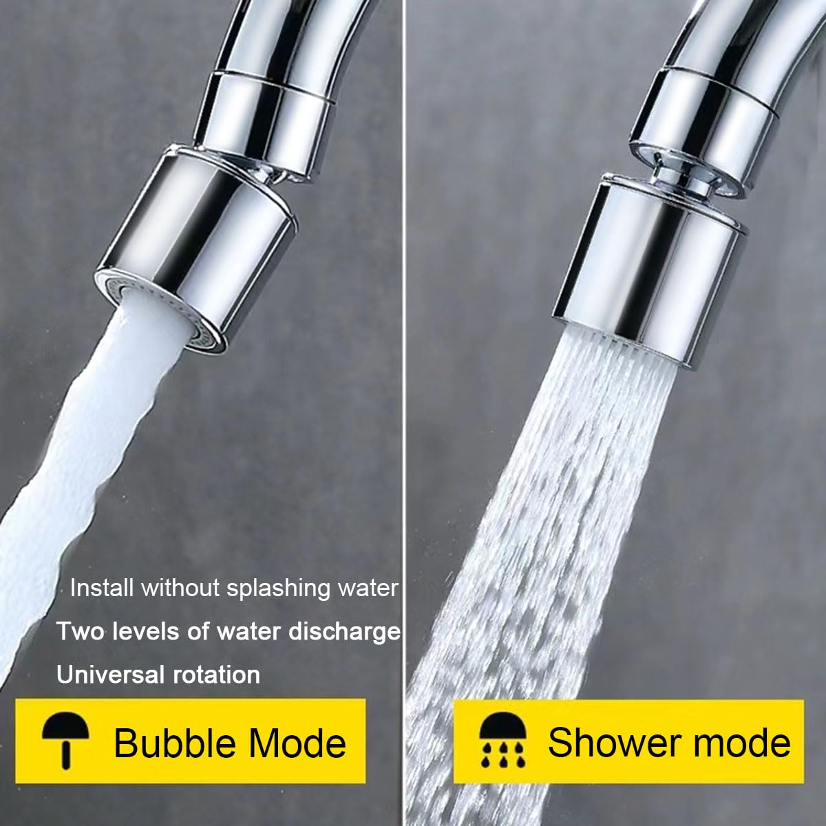2 Pcs Faucet Aerator, Swivel Kitchen Sink Faucet Aerator, 50° Angle Twist, Dual-function 2-Flow Sprayer Faucet Head, Sink Attachement, Faucet Replacement Part 55/64'' Female Thread, Chrome
