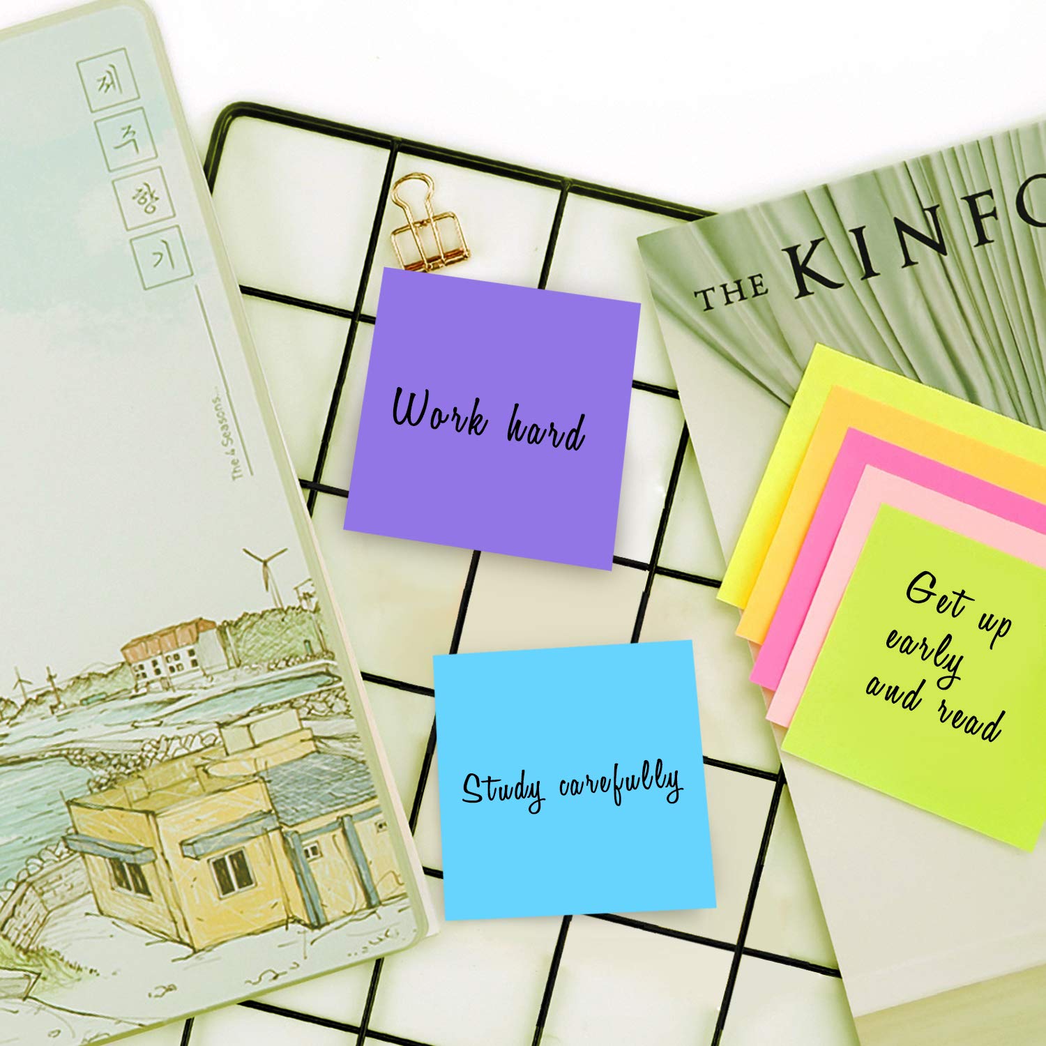 1200 Sheets Sticky Notes 3x3, 12 Pads/Pack, 6 Color Bright Colorful Sticky Pad, Self-Sticky Note Pads (Yellow, Green, Blue, Orange, Pink, Rose)