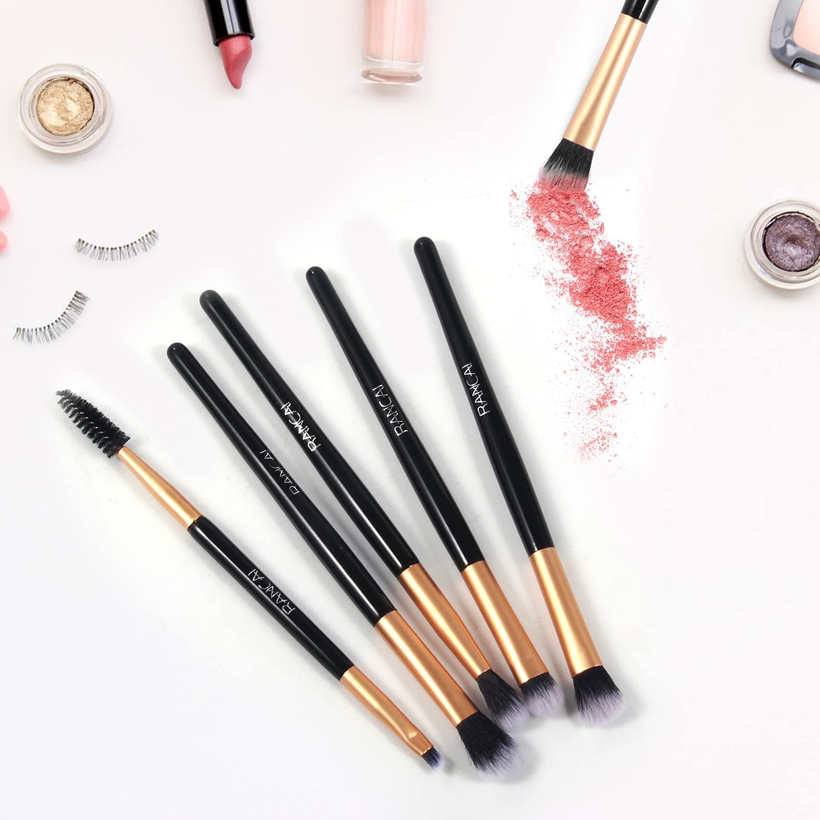 luumeiy Eye Makeup Brushes 5 Pieces Professional Eye Shadow Make-up Brush Set Applied with Eyeshadow palette, Concealer Liquid, Eyebrow powder (2021 Latest)