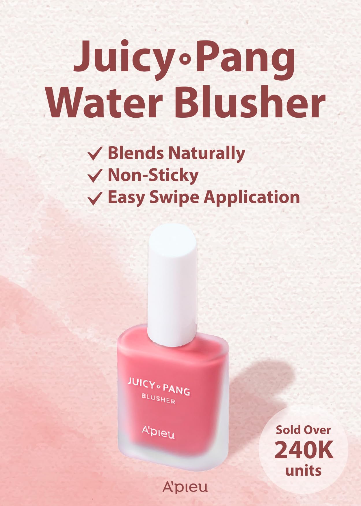 A'PIEU JUICY-PANG WATER BLUSHER (PK01 - I'm Strawberry) Korean Liquid Blush For Cheeks K Beauty Makeup