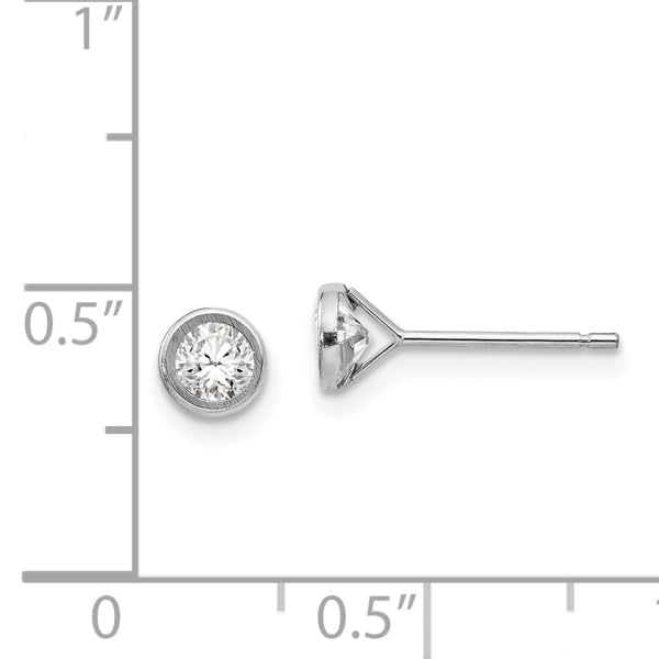 14K White Gold 4mm Set Cubic Zirconia CZ Stud Earrings