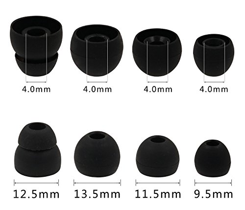 ALXCD Ear Tip for LG HBS Series Earphone, SML & Double Flange Silicone Replacement Earbud Gel Tip, Fit for LG HBS-750 770 800 810 900 910 Tone Pro Ultra Plus (Not for 1100)[4 Pair](Black)