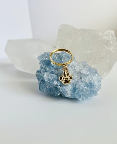 14K Gold-Filled Puppy Paw Charm Ring, 14K Gold-Filled Ring, Smooth Textured Thin Band, Animal Pet Lovers Gift, Jewelry Inspirations
