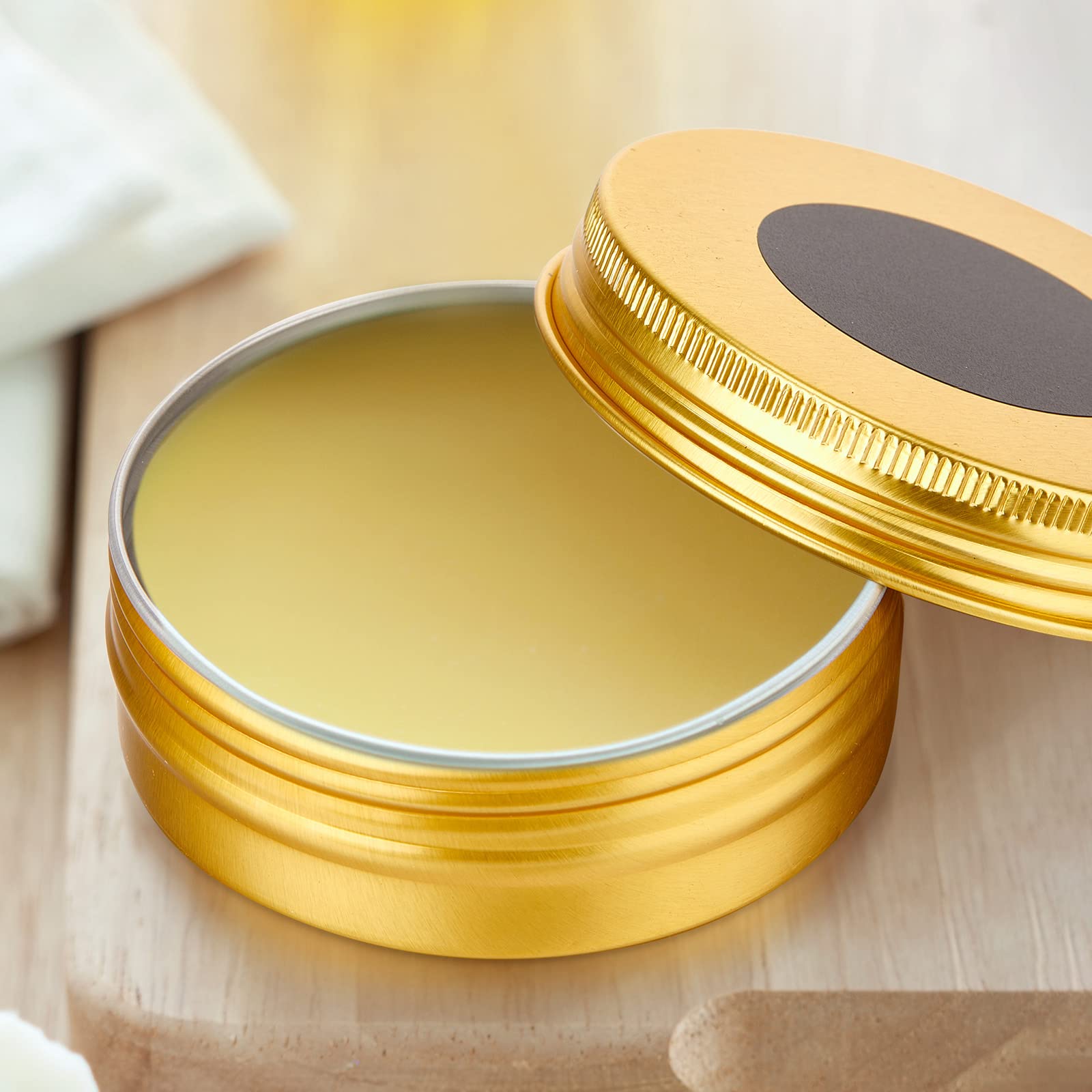 150 Pack 2 Oz Aluminum Tin Metal Round Tins Storage Jar Containers with Screw Lid Empty Tin Cans with Lids, 150 Chalk Labels, Chalk Maker for Cosmetic Lip Balm Cream Candles, Gold