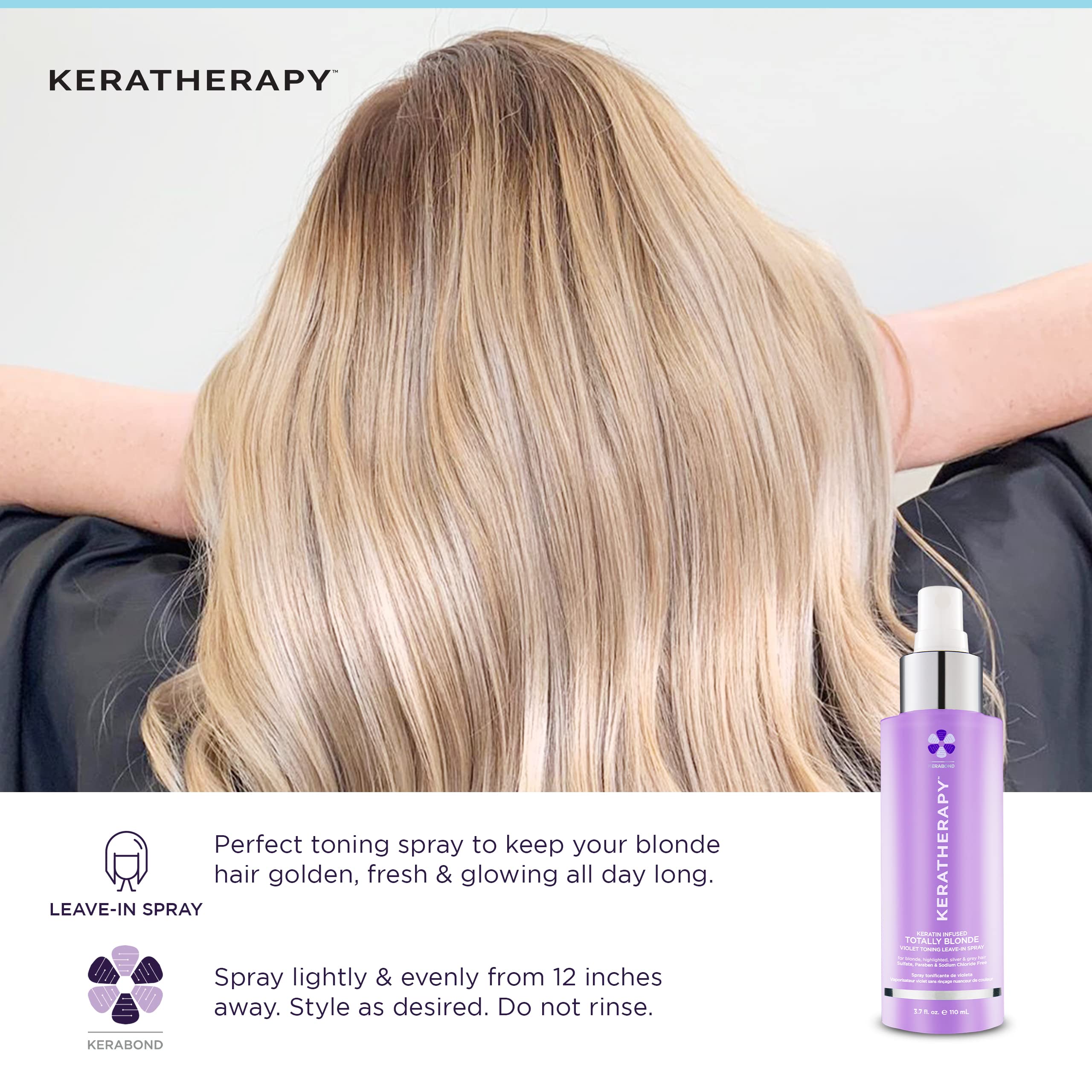 KERATHERAPY Keratin Infused Totally Blonde Violet Toning Conditioner, 10.1 fl. oz., 300 ml - Keratin Therapy Purple Conditioner for Blonde Hair, Brassy, Silver, & Highlighted - Sulfate & Paraben Free