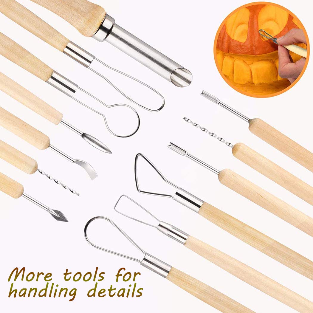 Halloween Pumpkin Carving Kit - 14 Pcs Professional Jack-O-Lanterns Pumpkin Cutting Supplies Tools Kit - Easily Sculpting DIY Halloween with Carrying Case - Carving Knife for Halloween Decoration