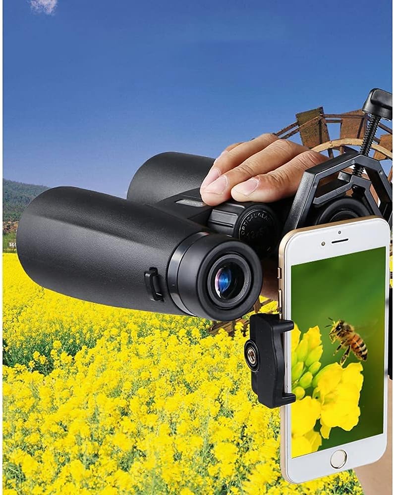12X50 Binoculars Professional High Definition with Smartphone Adapter BAK4 Prism FMC Lens for Birds Watching Hunting Handheld Telescope