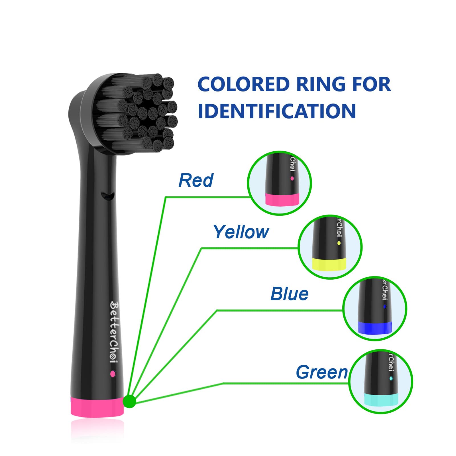 16 Pack Charcoal Brush Heads Compatible with Oral B Electric Toothbrush, Making with Active Charcoal Bristles, Black