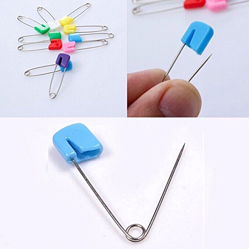 AEXGE Plastic Head Baby Safety Pin Diaper Pins 1.5inch Cloth Nappy Safety Pins,Pack of 100 (White)