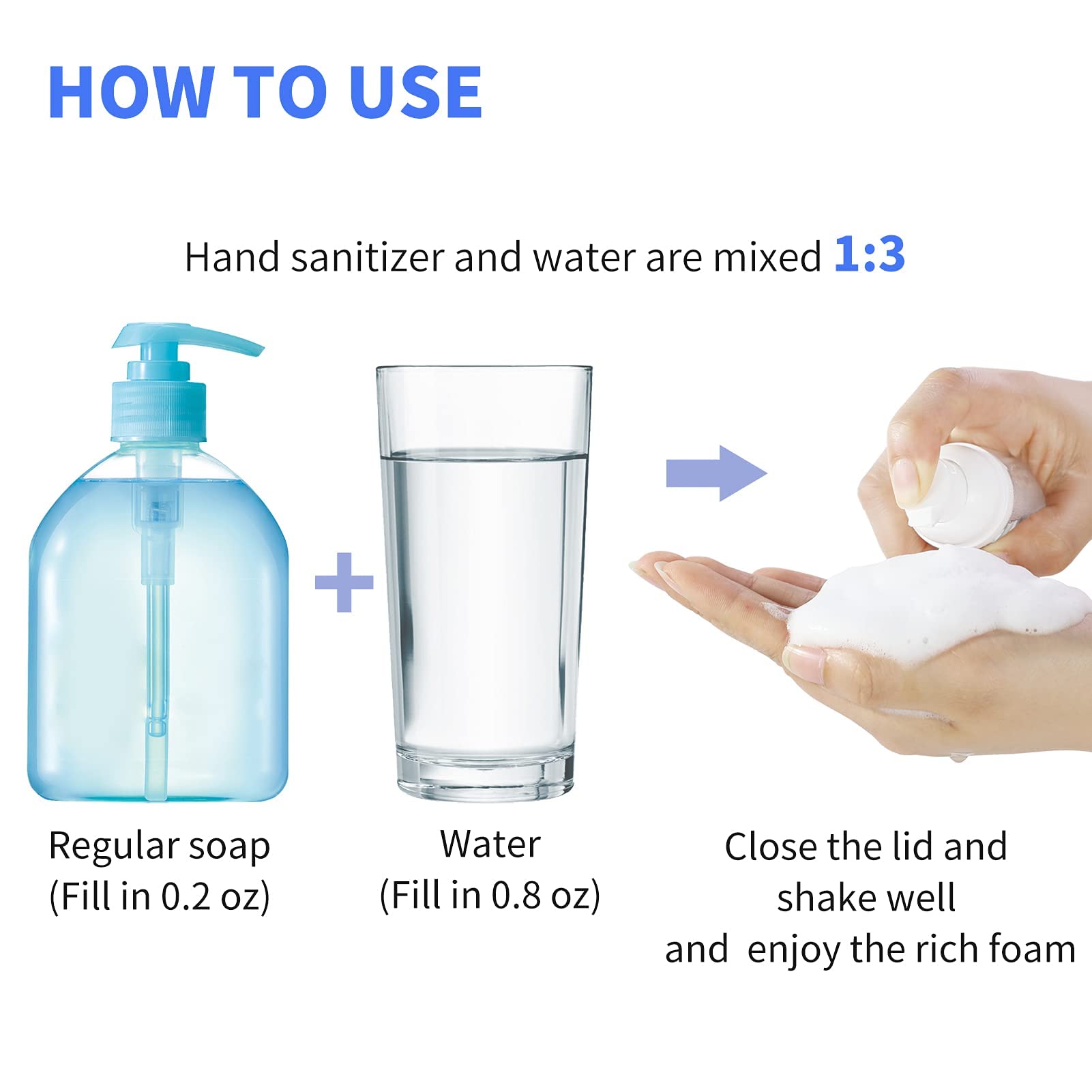 LONGWAY 1 oz Foam Pump Bottle(15PCS) Foaming Travel Pump Bottle for Lash Shampoo, Prolong Lash Cleanser,Hand Soap (30ml, Clear)