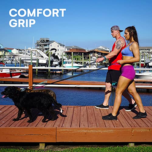 Black Rhino Dog Leash - Heavy Duty - Medium & Large Dogs | 6ft Long Leashes | Two Traffic Padded Comfort Handles for Safety Control Training - Double Handle Reflective Lead - (Black)