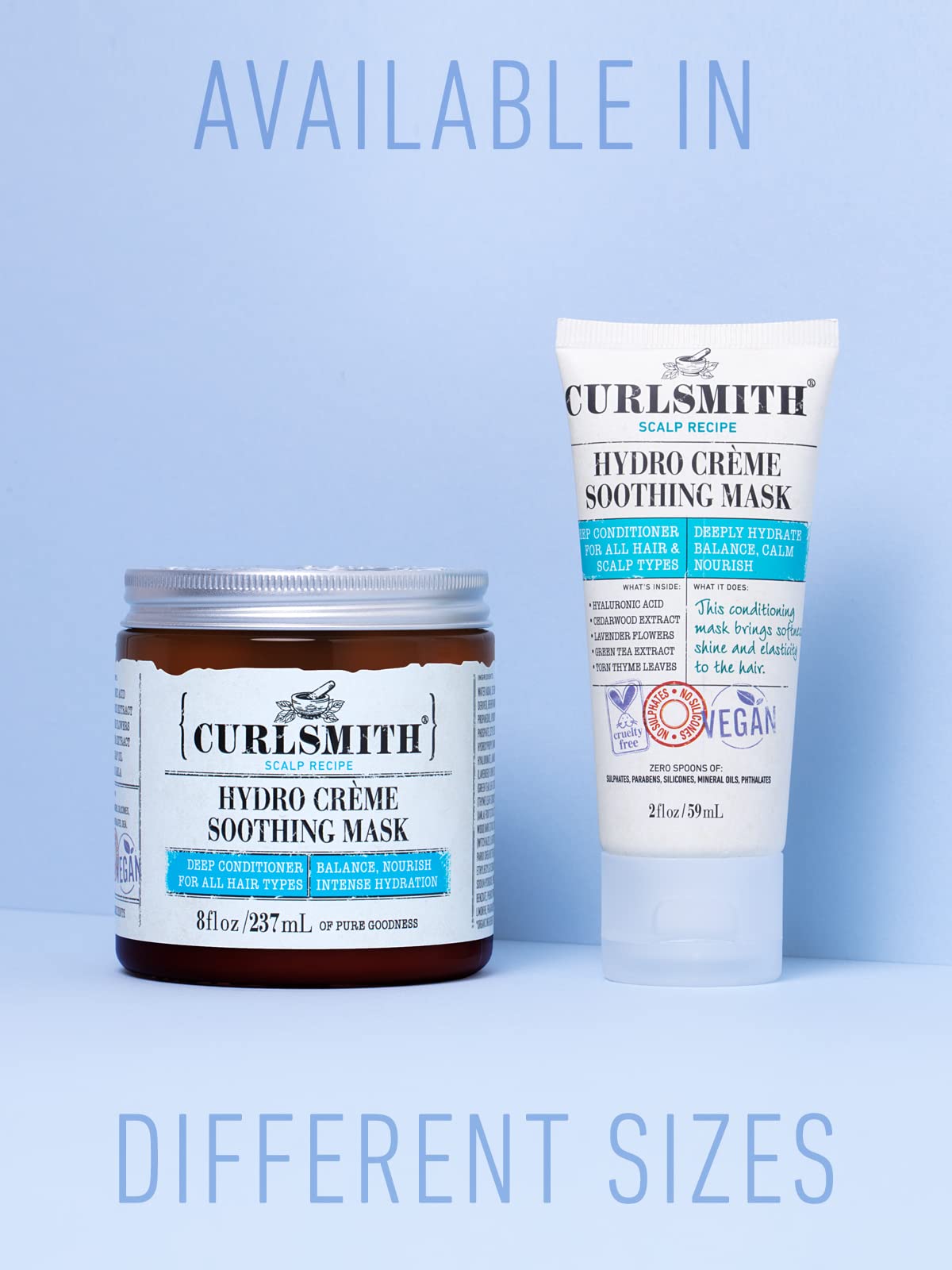 CURLSMITH - Hydro Crème Soothing Mask - Vegan Soothing Deep Conditioner for any Hair Type, Encourages Growth (8 oz)