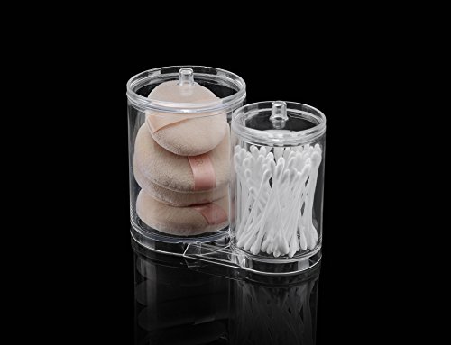 Erliban Cotton Swab Box Holders, 2 in 1 Qtip Holders and Acrylic Cotton Container for Cotton Ball,Cotton Swab,Q-Tips,Cotton Rounds Storage