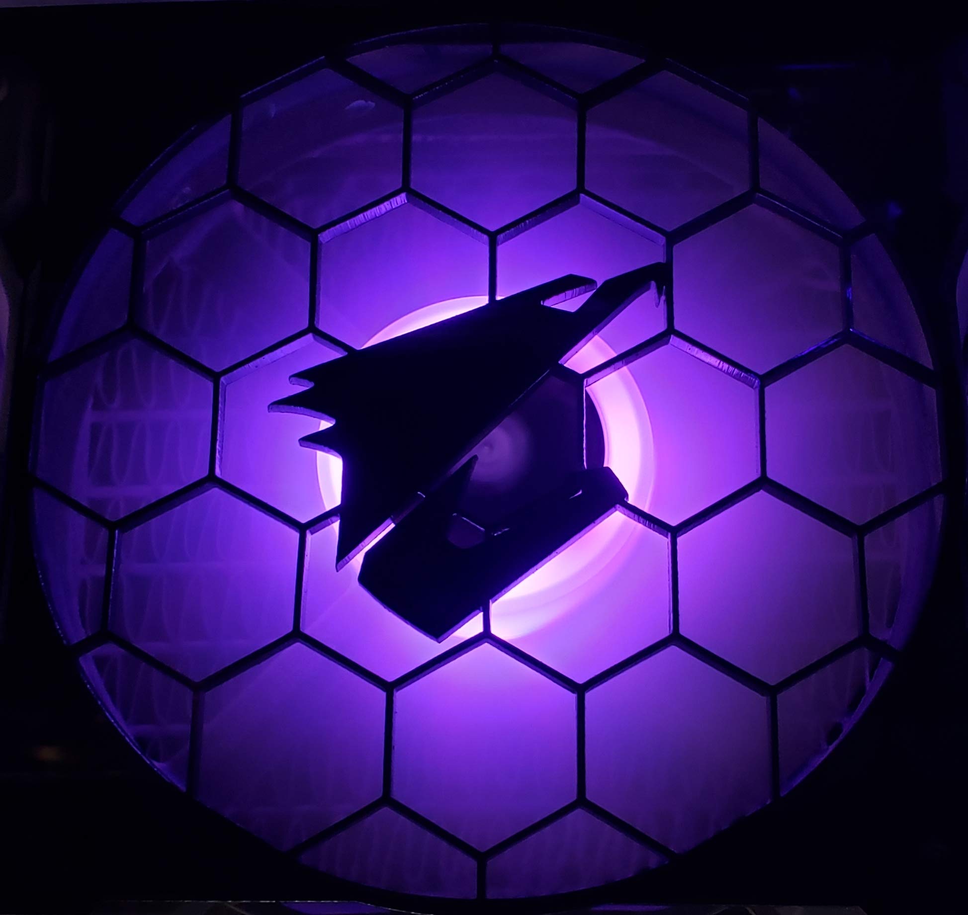 120mm Computer Case Fan Cover with Unique Hexagon Aorus Design - Great for RGB aRGB LED Lighting