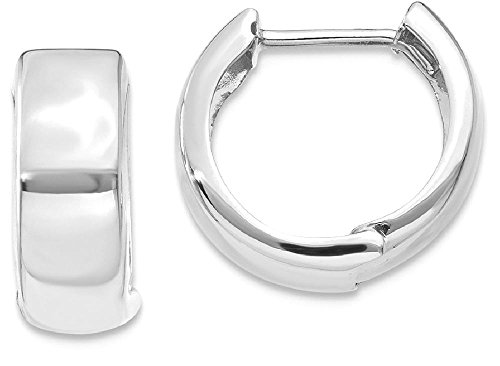 14K White Gold Hinged Round Hoop Earrings