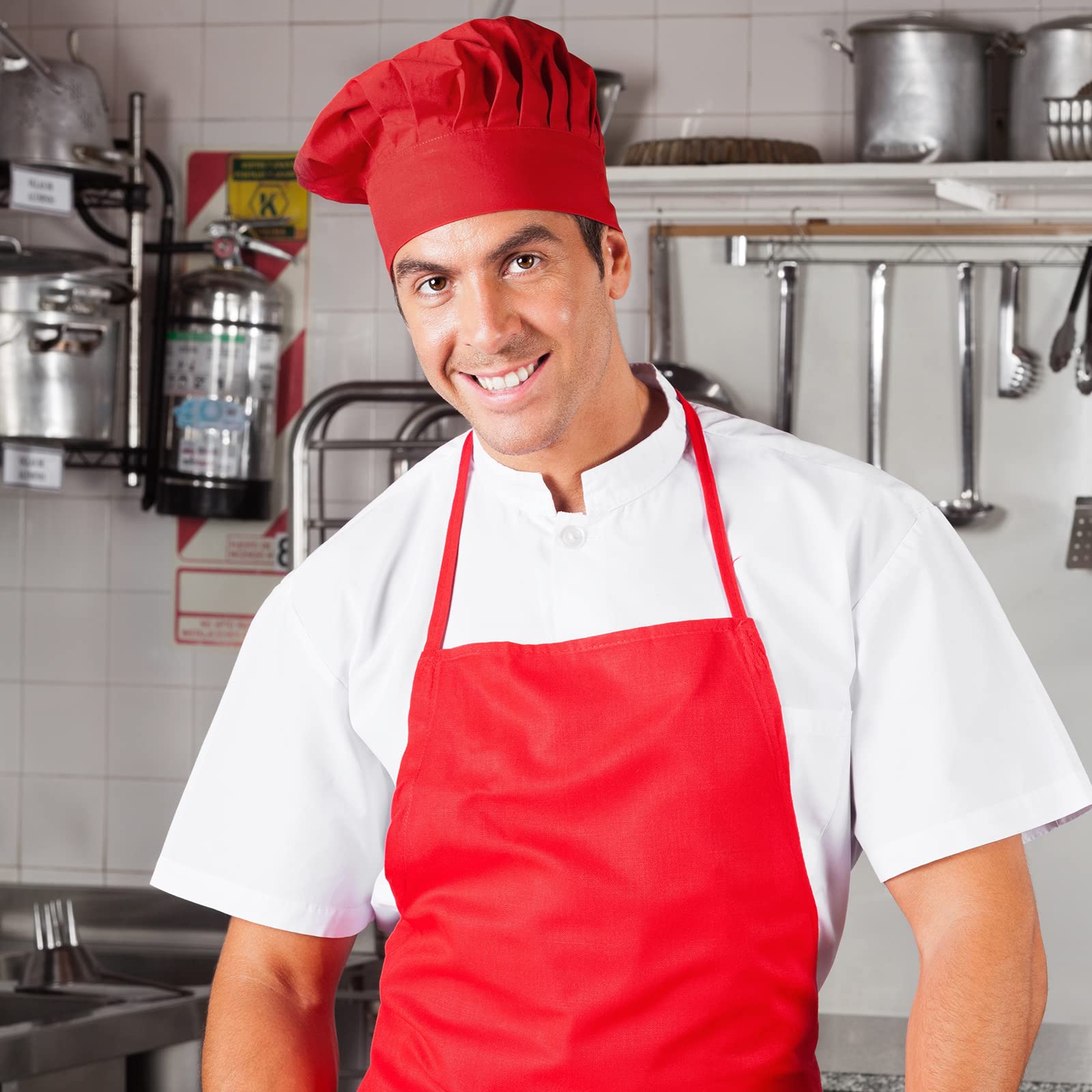 18 Pcs Chef Hats for Adults Adjustable Elastic Chef Cap Kitchen Bakers Hat Cooking Cap Funny Chef Gifts for Men Women, Black, White, Red