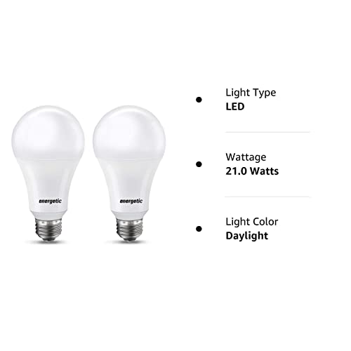 150 Watt LED Bulb, 2600LM Super Bright Light Bulbs, Daylight 5000K, Dimmable A21 LED Bulb, E26 Standard Base, UL Listed, Damp Rated, 2 Pack