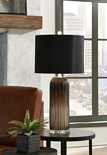 Signature Design by Ashley Abaness Contemporary 28.63" Glass Table Lamp, 2 Count, Black