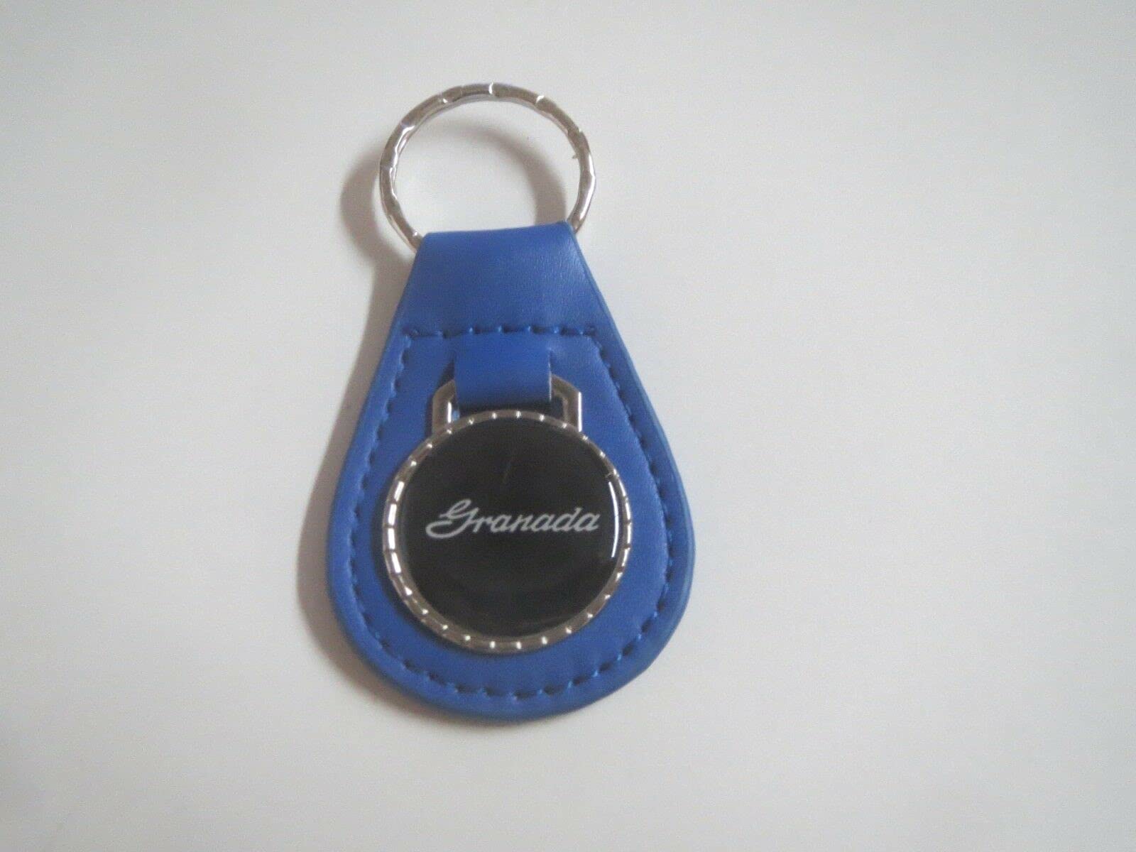 1975 1976 1977 1978 1979 1980 1981 1982 GRANADA SCRIPT LOGO LEATHER KEYCHAIN - DARK BLUE