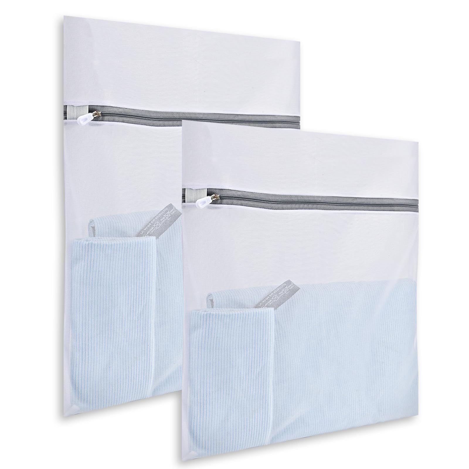 2Pcs Laundry Bags, Durable Small Fine Mesh Laundry Bags, Lingerie Bags for Washing Delicates (1Large 1Medium) Make Your Life Better