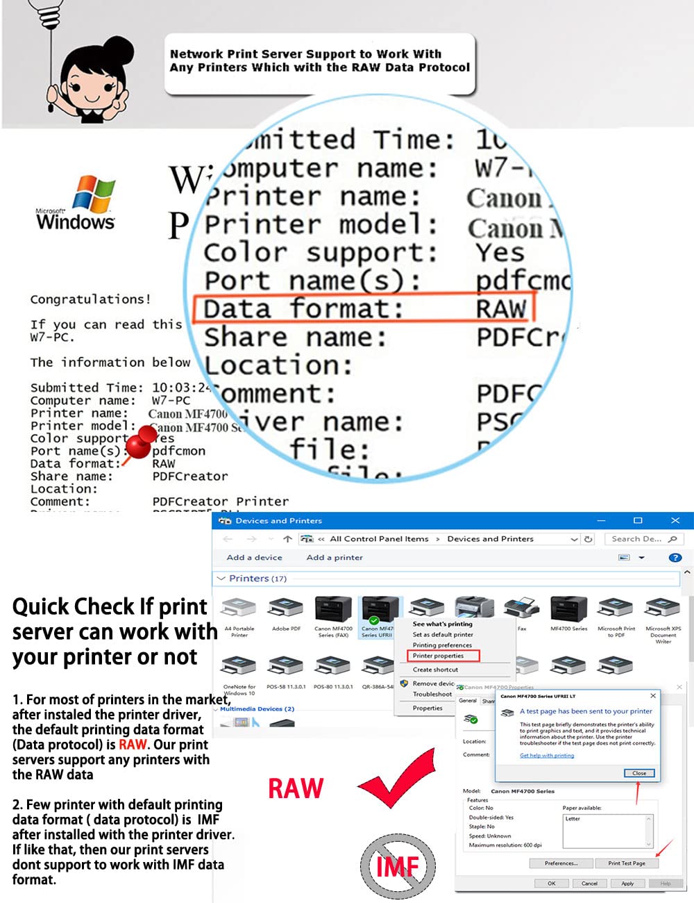 LOYALTY-SECU WiFi USB Print Server | Wireless Network Printer Adapter for Multi-User Printing | Compatible with Windows