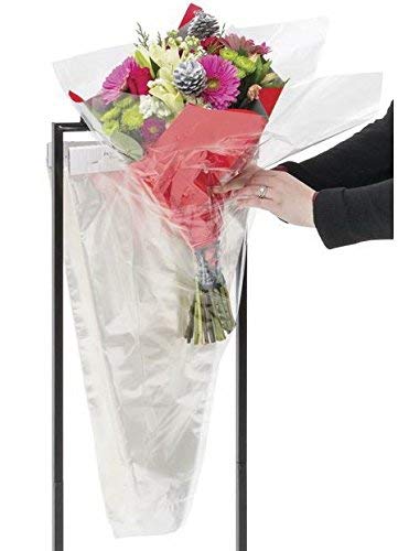 A&A Flower Bouquet Unprinted 37 Micron Clear Cellophane Bags Plastic Sleeve Bag 100 pcs (9x14x3.5 in.)