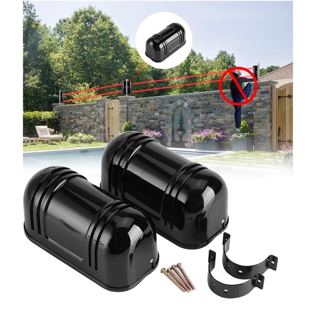 Omabeta 100m Sensor Alarm Dual Beam Photoelectric Infrared Detector Dual Beam Alarm Accessories Black for Home Security Outdoors