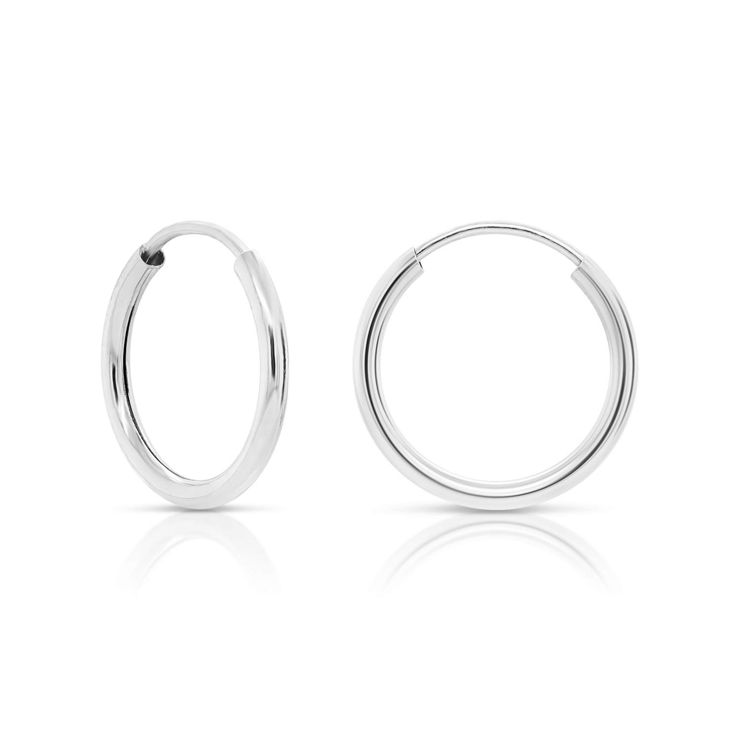 14k White Gold Round Endless Hoop Earrings - 10-18mm (10mm)ā¦