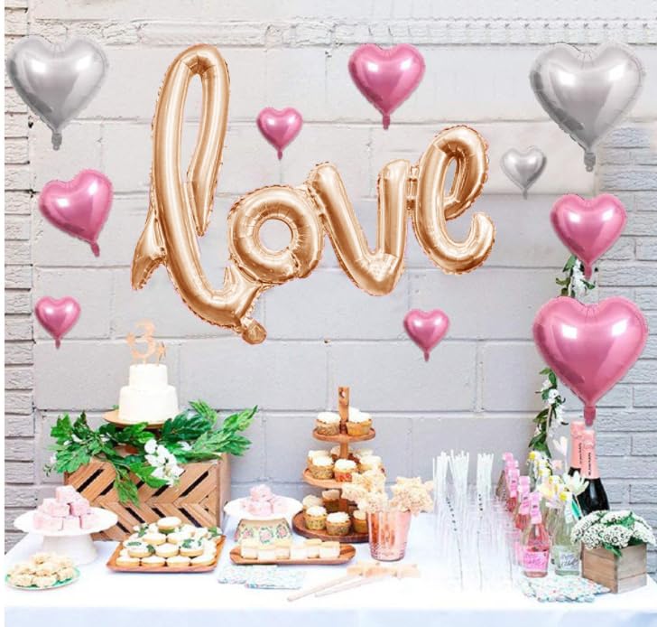 2pcs LOVE Foil Balloons Mylar Foil Letters Balloons Reusable Material for Romantic Valentine's Day Wedding Bridal Shower Anniversary Engagement Party Decorations
