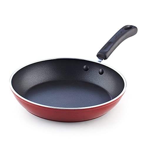 Cook N Home 2601 Stay Cool Handle Pattern 12-Piece Nonstick Cookware Set, Marble Red