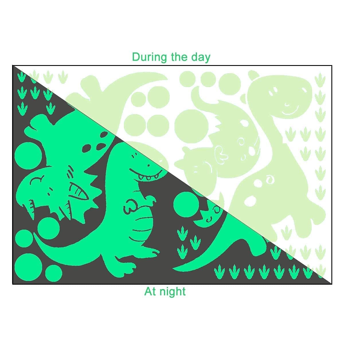 Glow in The Dark Stickers,2 Pack Dinosaur Stickers Decor for Boys Kids Bedroom,Wall Stickers for Living Room Decorations