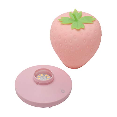 EMVANV Strawberry Night Light, Cute Silicone Strawberry Bedroom LED Touch Control Dimmable Night Light Bedside Color Changing Lamp for Kids Children