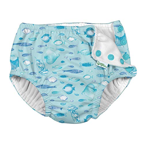 i Play Boys Reusable Absorbent Baby Swim Diapers Light Aqua Fish 3T