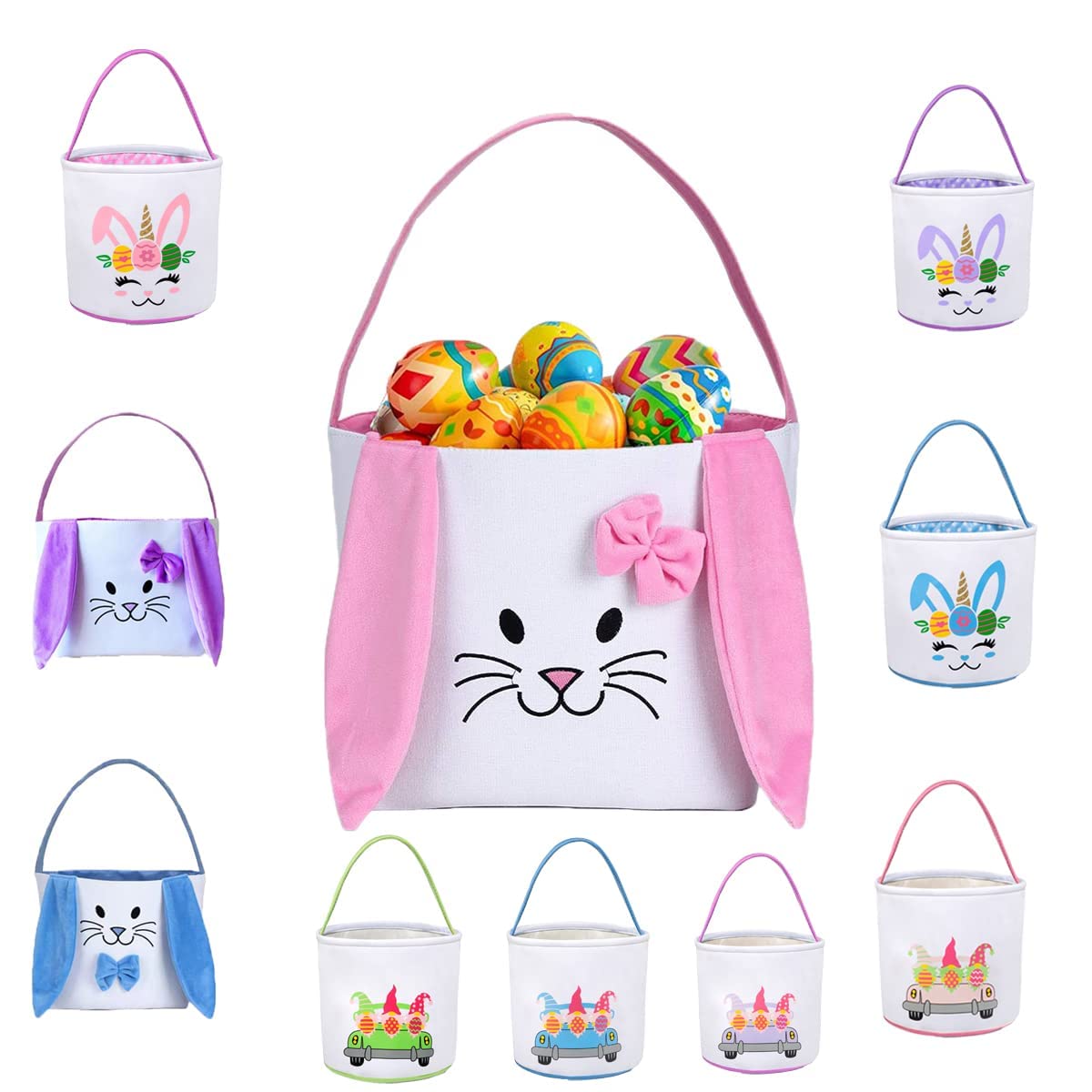 Easter Basket for Kids Easter Bunny Bag Easter Decorations (# Pink 1)
