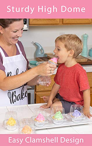 Stack'nGo Cupcake Containers - Bulk Pack | Plastic Disposable Cup Cake Boxes Carrier Holder Box (50 Carriers, 1 Single Serve)