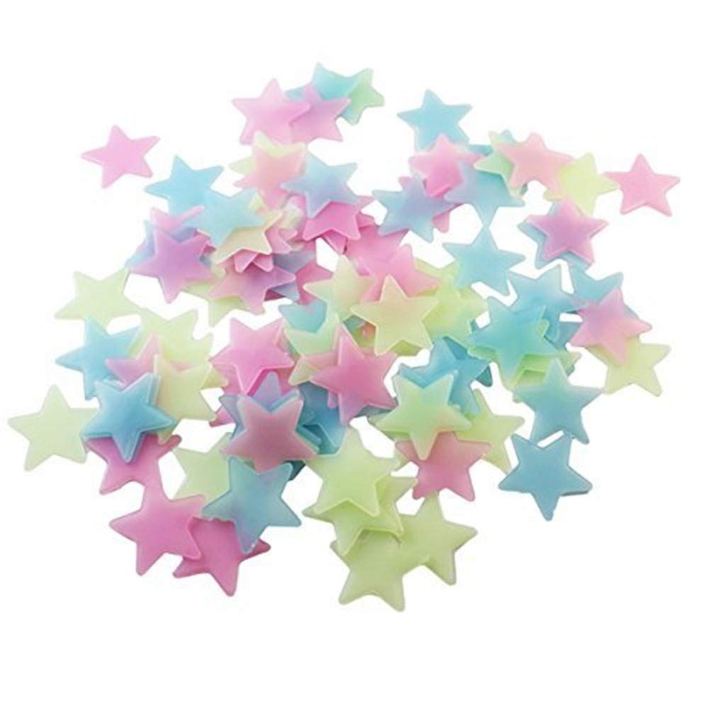 Glow Stars, Glow in The Dark Stars and Moon Wall Stickers,for Ceiling and Wall Decals, Kids Bedding Room or Party Birthday Gift (Mix Color)