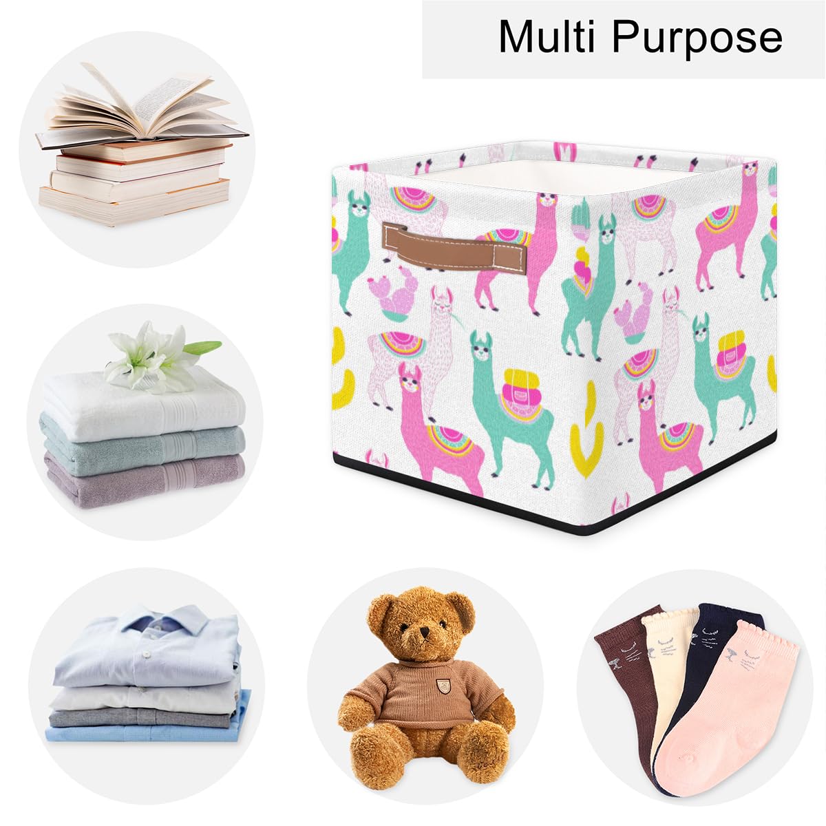 13x13x13 Storage Cube Bins Cute Astronauts Storage Cubes 13 inch Collapsible Storage Bins Cubby Storage Baskets for Organizing Shelf Cabinet Bookcase Boxes