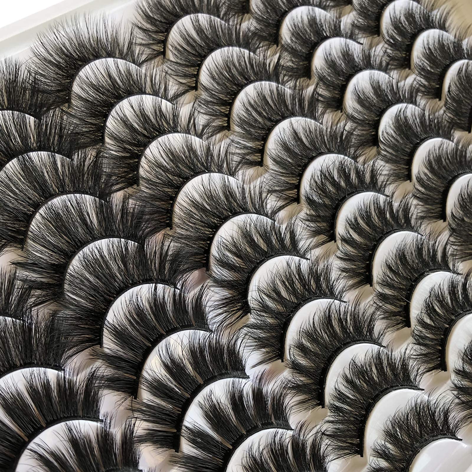Gmagictobo False Eyelashes Fluffy 30 Pairs Pack Faux Mink Lashes 20MM Long Dramatic 6 Styles Mixed 5D Medium Volume Thick Fake Eyelashes Soft Crossed Makeup Eye Lashes