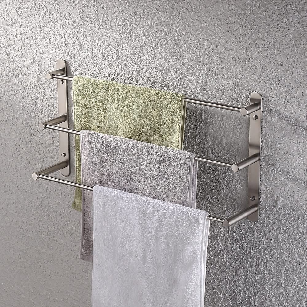 304 Stainless Steel Towel Rack 3-Layer Towel Bar Kitchen Hardware Pendant Bath Towel Rack Drawing Bathroom Towel Hanging Rack Wall Mounted Towel Rack Shower Tidy Hanging Shelf Organizer Bar