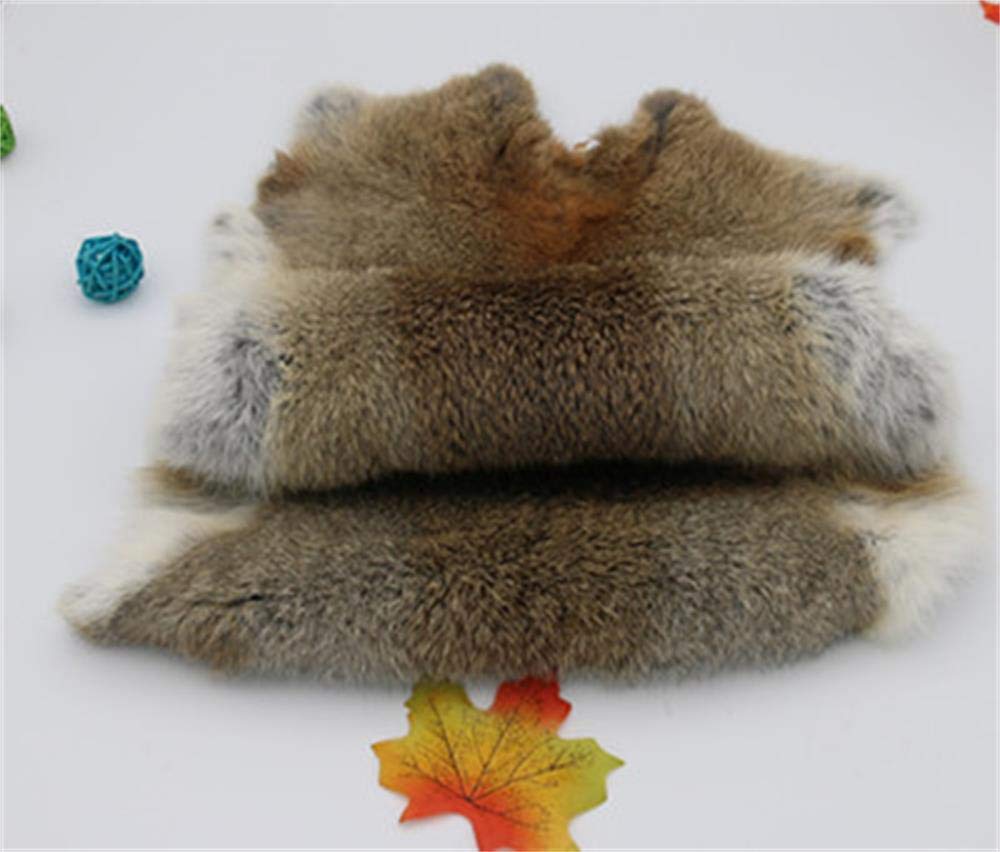 4pack Natural Tanned Rabbit Fur Pelt Real Rabbit Skin Hide Pelts (10" by 12" Rabbit Pelt with Sewing Quality Leather) (Natural Yellow Tanned)