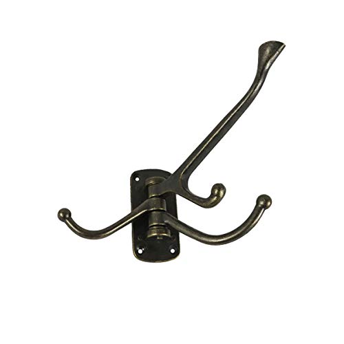 3GO 30GO 2-Pack Rustic Swivel Hooks, Wall-Mounted Multifunctional Coat and Robe Hooks with Screws, Antique Decorative Hangers for Home Decor, Foldable Design