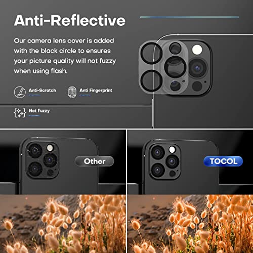 TOCOL 4 Pack Compatible for iPhone 12 Pro (Not for iPhone 12) - 2 Pack Privacy Tempered Glass Screen Protector and 2 Pack Glass Camera Lens Protector Alignment Frame Bubble Free Case Friendly - Black