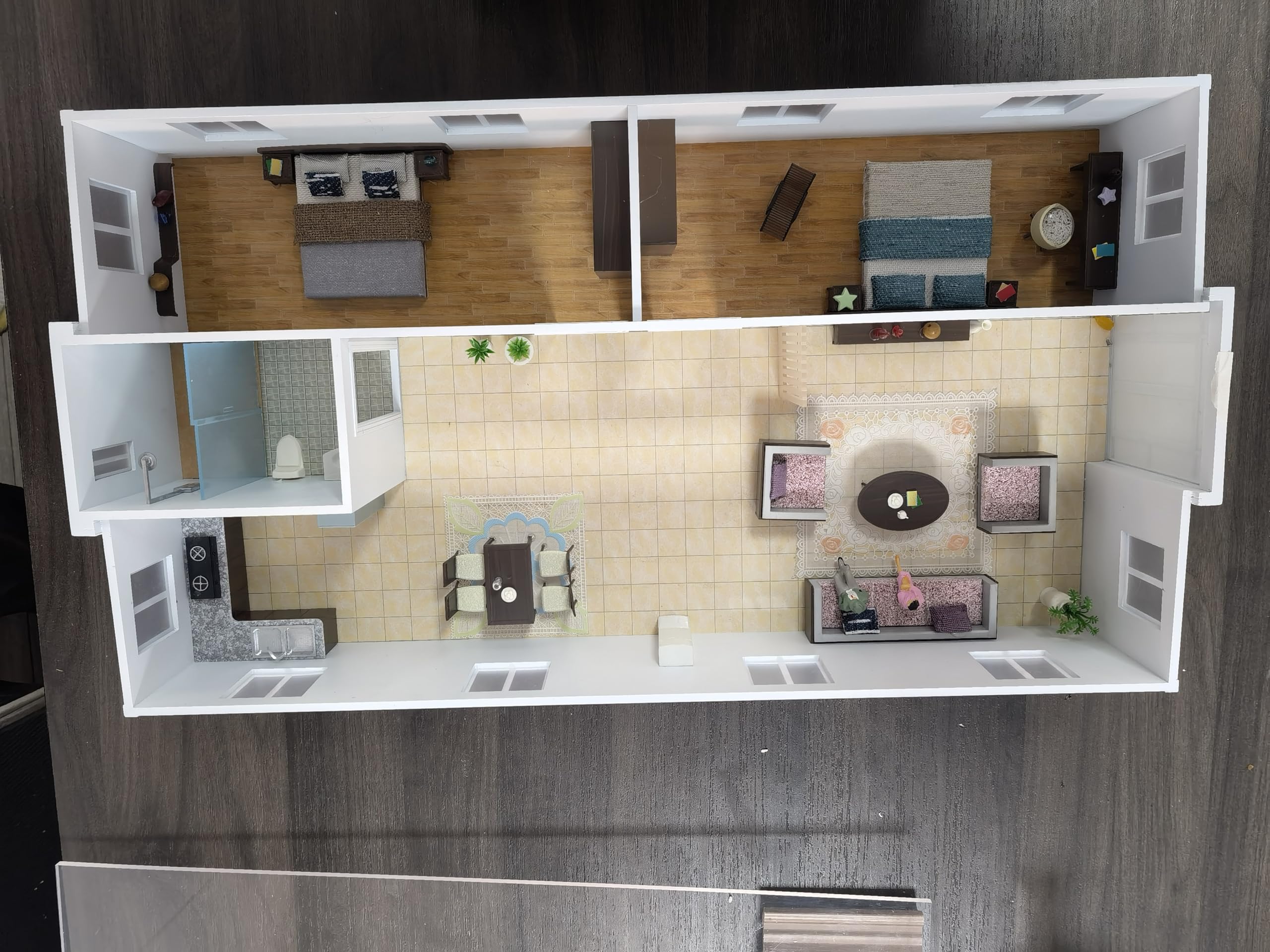 30FT 2 Bedroom Prefab House Tiny Homes to Live in for Adults Kits casas prefabricadas para Vivir Mobile Home Mini Modular Foldable Container House for Sale 1:20 Model with Kitchen, Bathroom, Sofa Bed