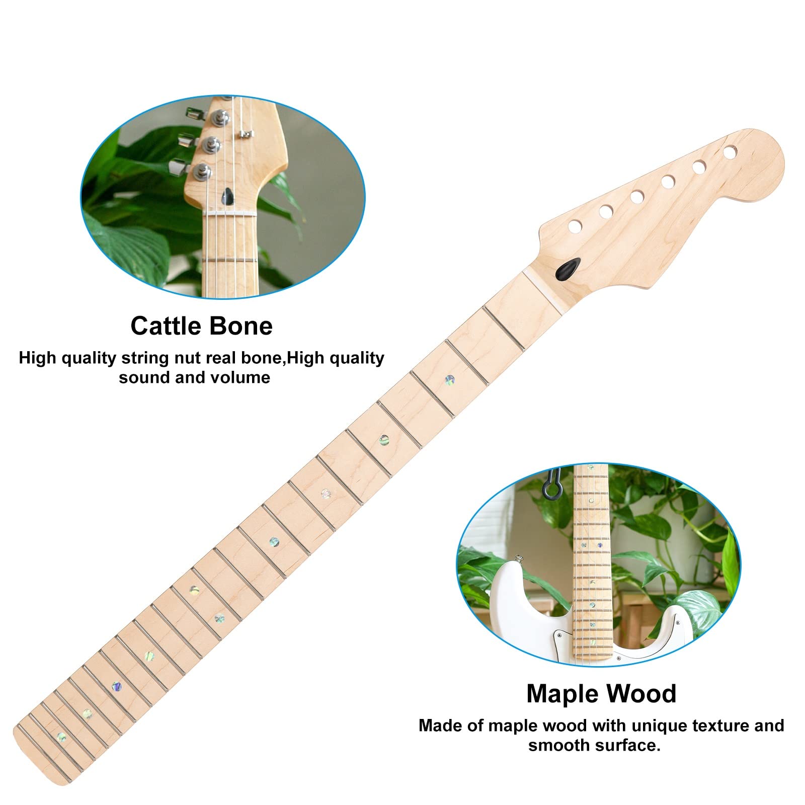 22 Fret Maple Fretboard Guitar Neck Guitar DIY Parts Replacement for ST Style Guitar Neck