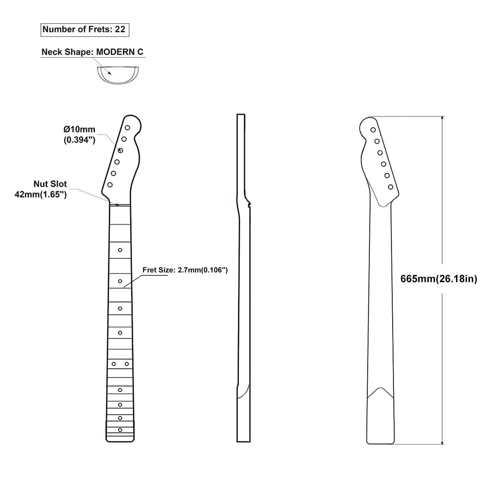 22 Fret TL Wenge Electric Guitar Neck for TL Style Guitar DIY Parts Replacement