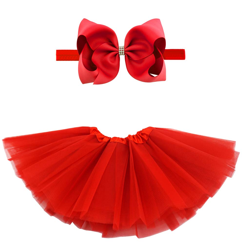 BGFKS 5 Layered Toddlers Tulle Tutu Skirt for Girls with Headband for Baby Girl 0 to 36 Months
