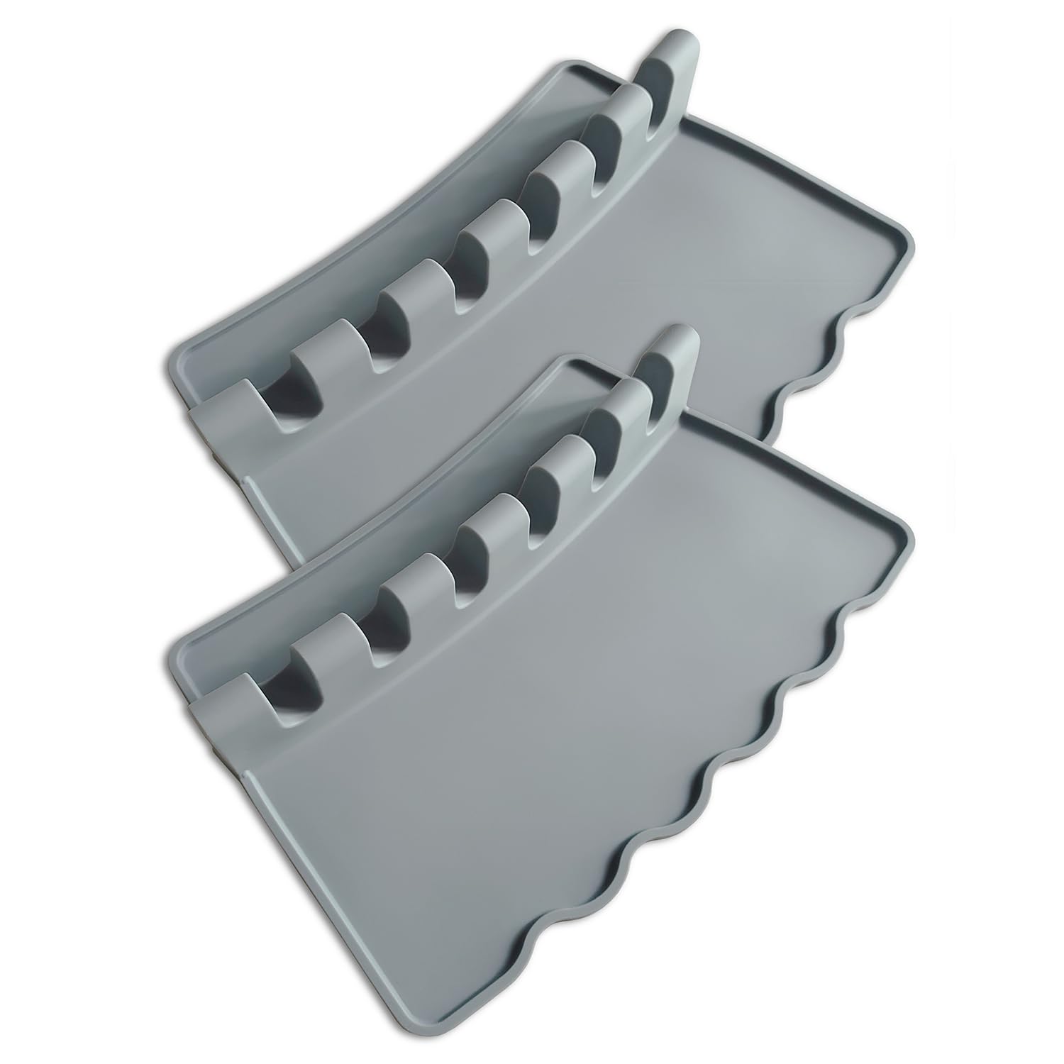 2 Pack Silicone Paint Brush Holders, Large Paint Brush Rest with 6 Slots, Suitable for Watercolor, Oil, Acrylic Painting Brushes (Grey)