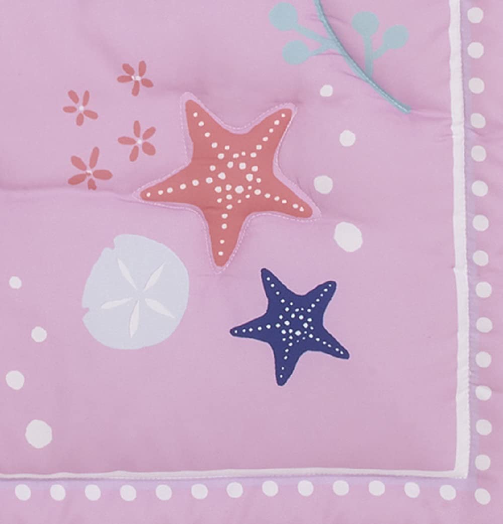Disney The Little Mermaid Ariel Cute by Nature White & Pink Star Fish & Coral Reef 3Piece Nursery Mini Crib Bedding Set - Comforter & Two Fitted Mini Crib Sheets, Pink, Aqua, Lavender, White